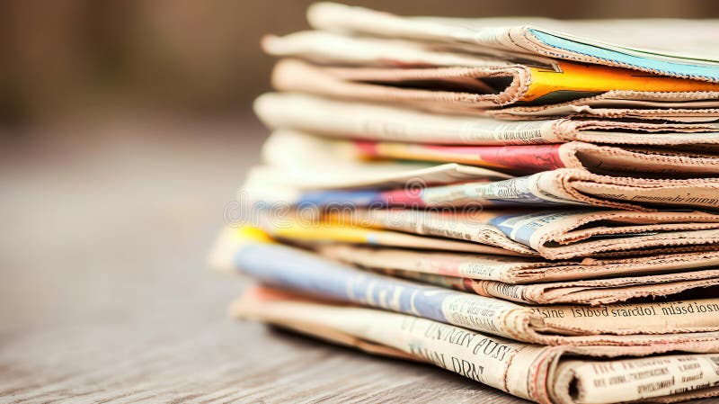 A Stack of Diverse Vintage Newspapers Overlapping Each Displaying ...