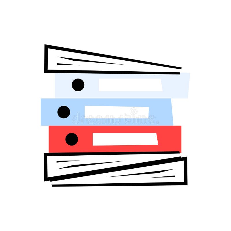 Office Document Binders Stack in Flat Vector Illustration Symbolizing ...