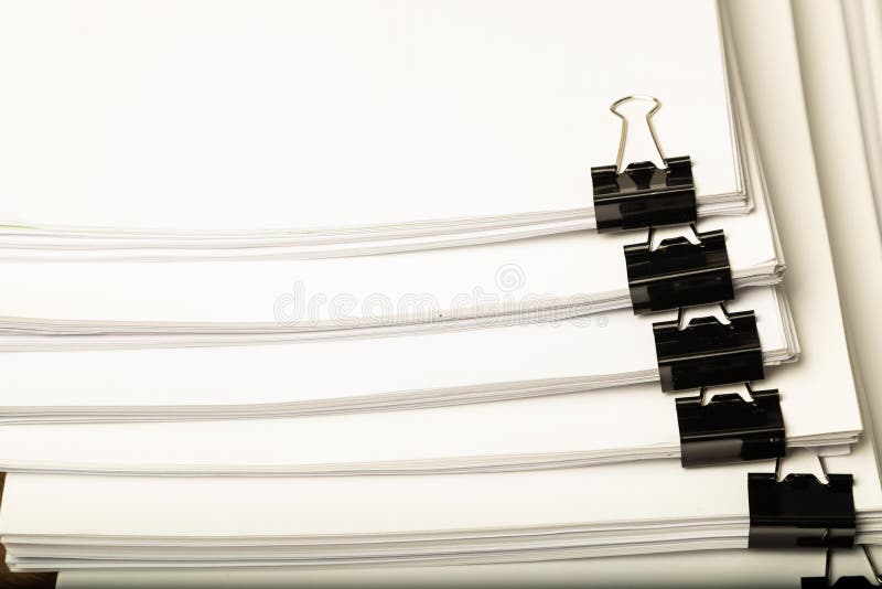 Stack of Document Paper with Colorful Paperclip Stock Photo - Image of ...