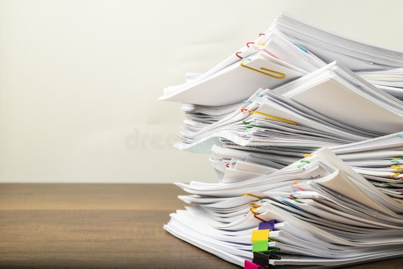 Stack of Document Paper with Colorful Paperclip Stock Image - Image of ...