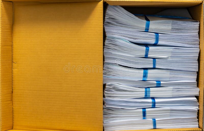 Stack of Document Put in the Paper Box Stock Photo - Image of business ...