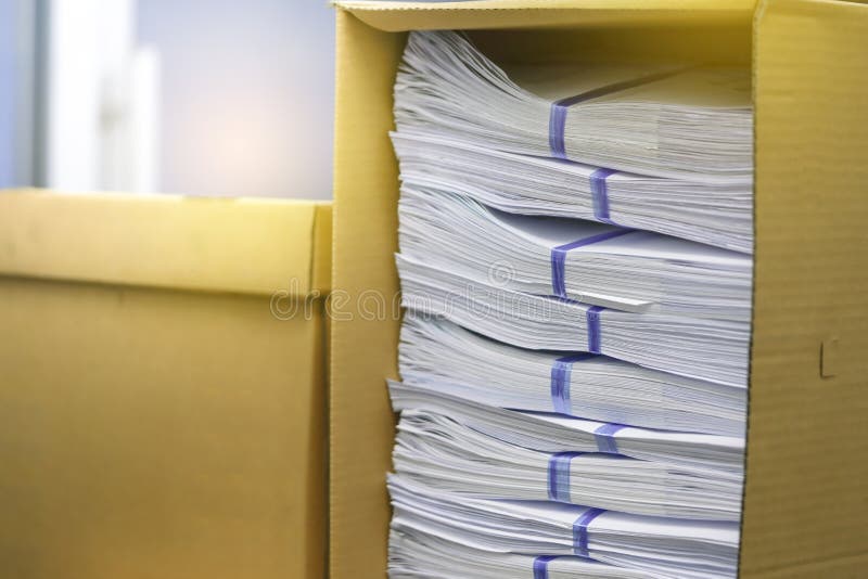 Stack of Document Put in the Paper Box Stock Image - Image of brown ...