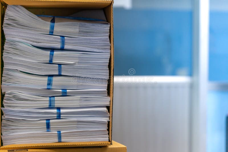 Stack of Document Put in the Paper Box Stock Image - Image of brown ...