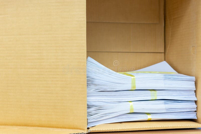 Stack of Document Put in the Paper Box Stock Photo - Image of office ...