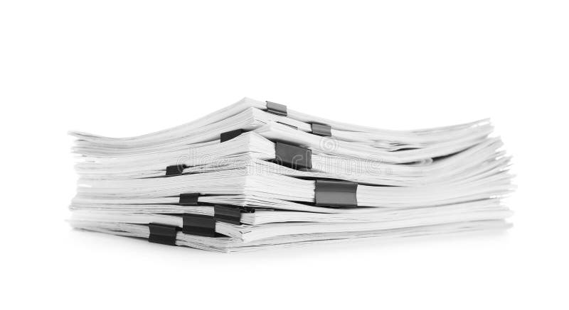 Stack of Documents with Black Clips Stock Photo - Image of information ...