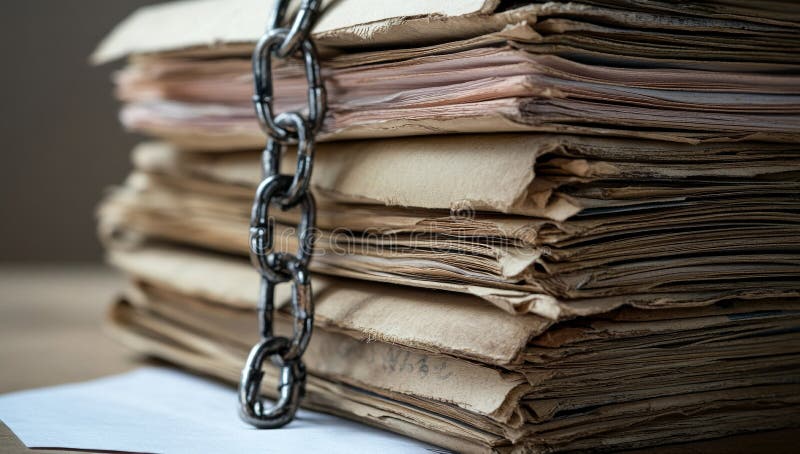 A Stack of Documents Bound by Chains and a Padlock, Symbolizing the ...
