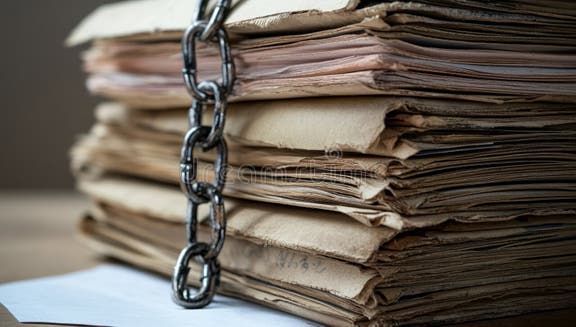 A Stack of Documents Bound by Chains and a Padlock, Symbolizing the ...