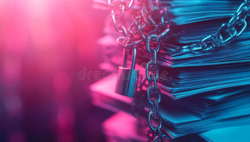 A Stack of Documents Bound by Chains and a Padlock, Symbolizing the ...
