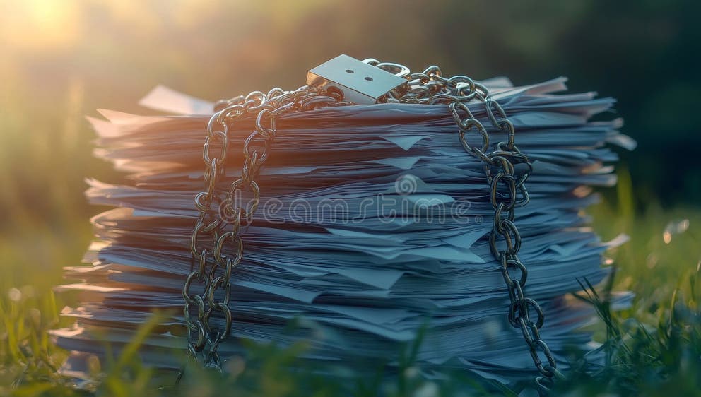 A Stack of Documents Bound by Chains and a Padlock, Symbolizing the ...