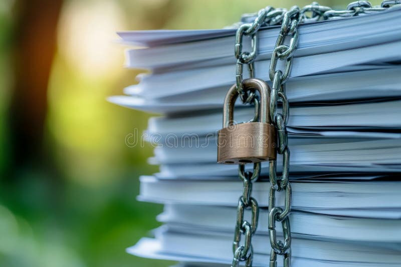 A Stack of Documents Bound by Chains and a Padlock, Symbolizing the ...