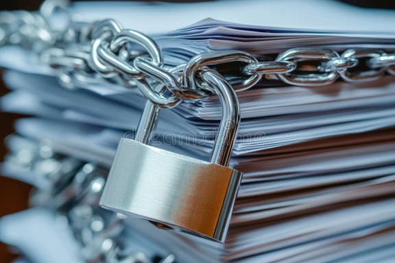 A Stack of Documents Bound by Chains and a Padlock, Symbolizing the ...