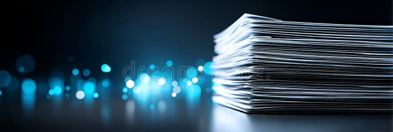 Stack of Documents on Dark Background a High Stack of Papers Sits on a ...