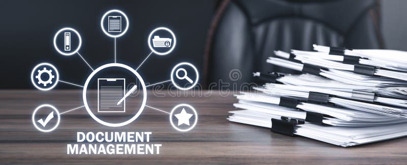Stack of Documents on the Desk. Document Management Stock Image - Image ...