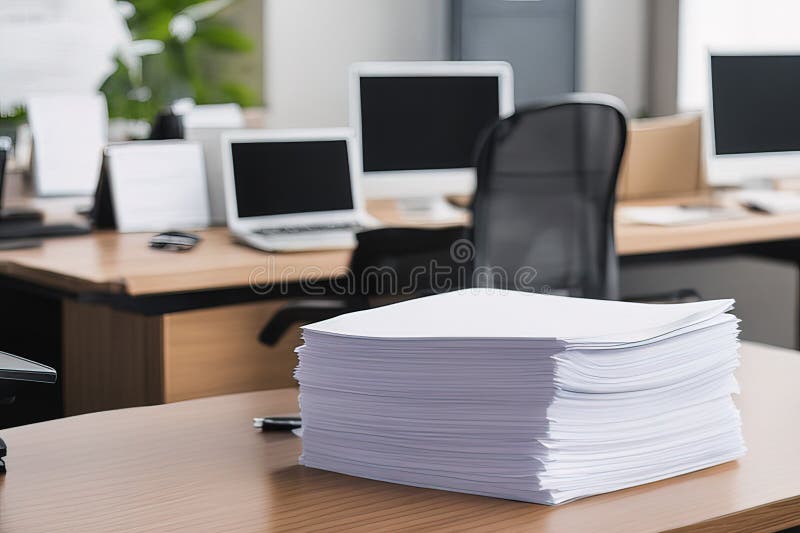 Stack of Documents on Desktop in the Office, Closeup. Space for ...