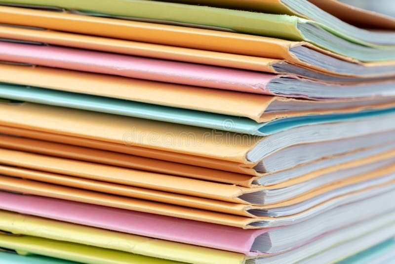 Stack of Documents in Files on Desk in Office Stock Photo - Image of ...