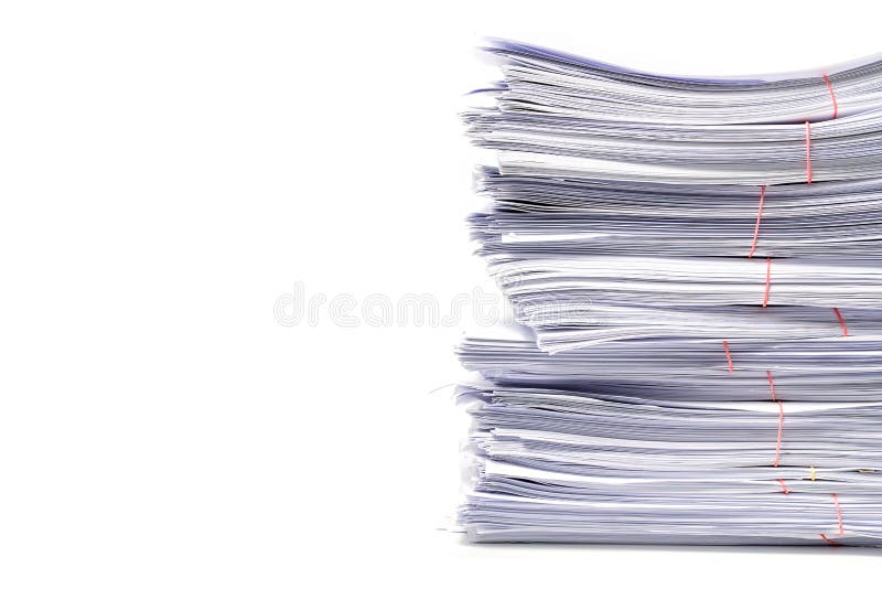 Stack of Documents Isolated on White Background Stock Image - Image of ...