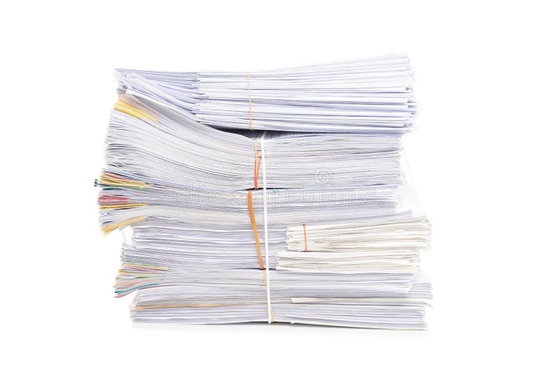 Stack of Documents Isolated on White Background Stock Image - Image of ...