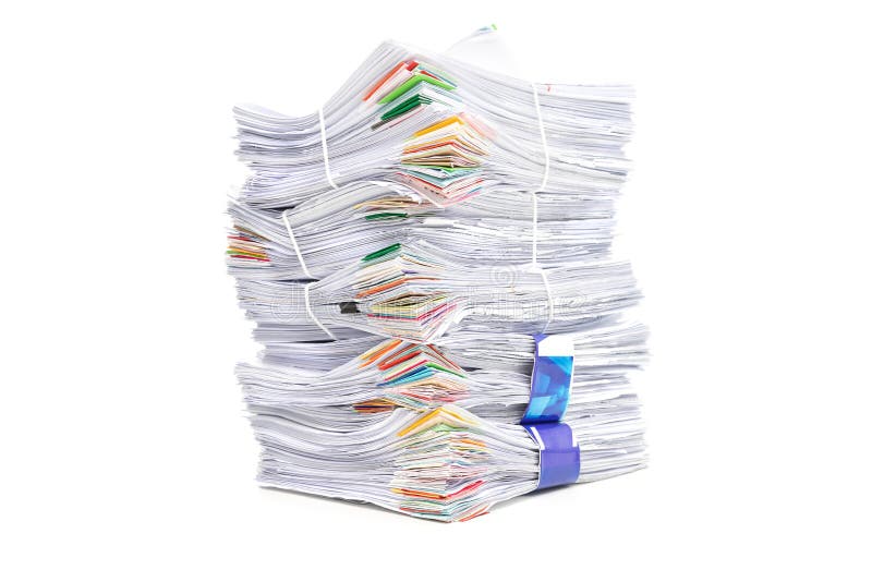Stack of Documents Isolated on White Background Stock Image - Image of ...