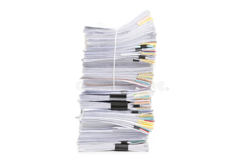Stack of Documents Isolated on White Stock Photo - Image of memo ...