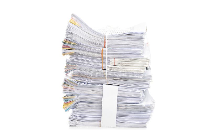 Stack of Documents Isolated on White Background Stock Image - Image of ...