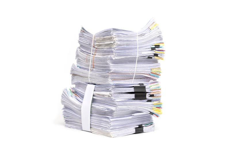 Stack of Documents Isolated on White Background Stock Image - Image of ...