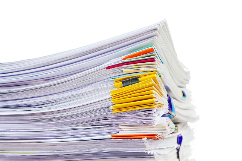 Stack of Documents Isolated on White Stock Photo - Image of background ...
