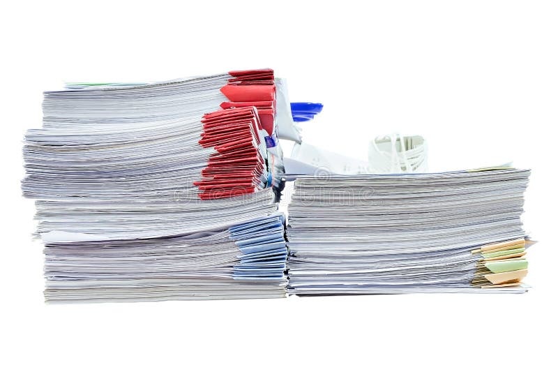 Stack of Documents Isolated on White Stock Photo - Image of group ...