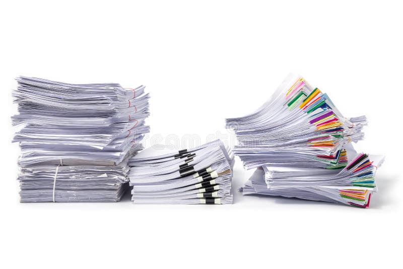 Stack of Documents Isolated on White Stock Photo - Image of paperwork ...