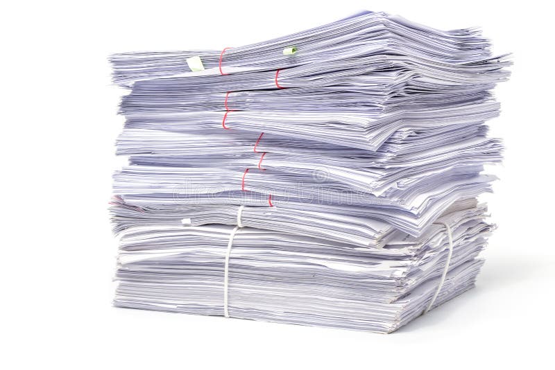 Stack of Documents Isolated on White Stock Image - Image of paper, data ...