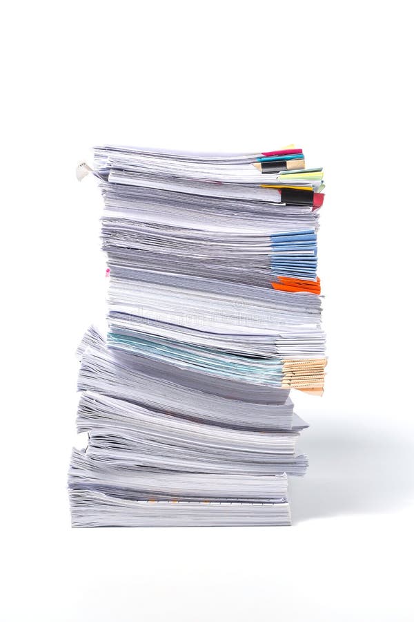 Stack of Documents Isolated on White Stock Photo - Image of heap ...