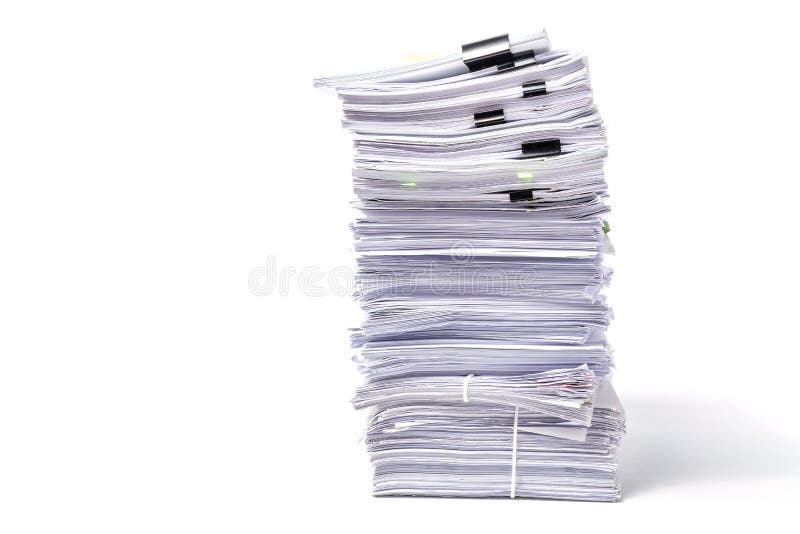 Stack of Documents Isolated on White Stock Image - Image of background ...