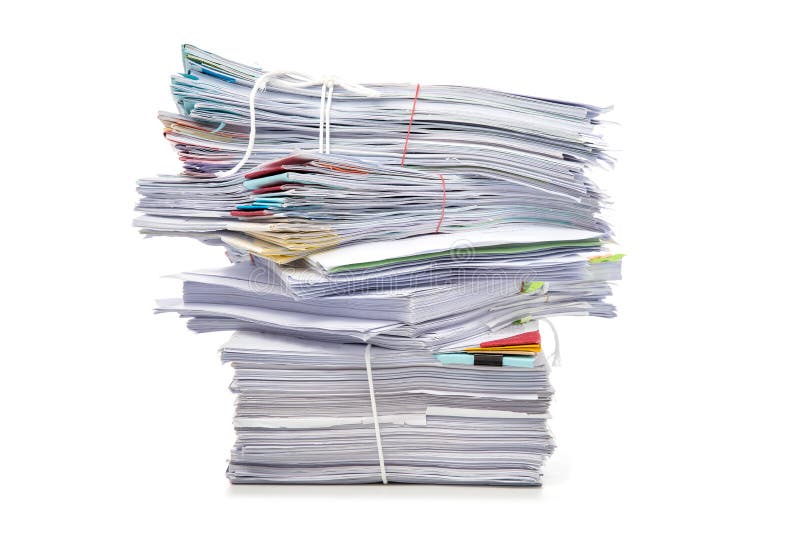 Stack of Documents Isolated on White Background. Documents Pile Stock ...
