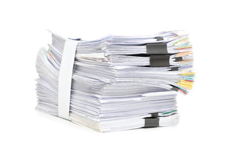 Stack of Documents Isolated on White Background. Documents Pile Stock ...