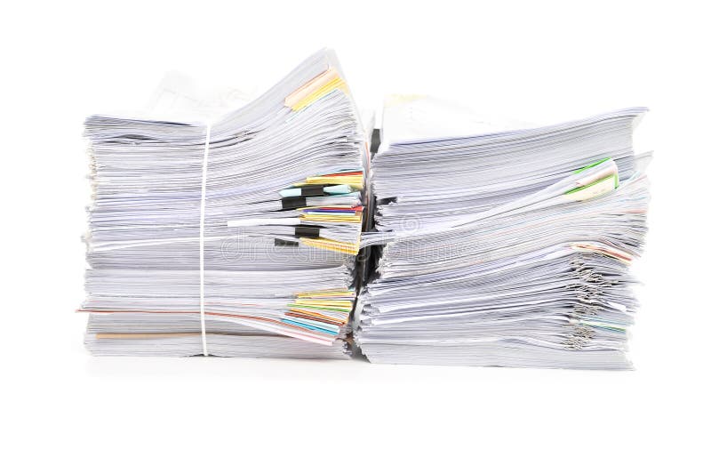 Stack of Documents Isolated on White Background. Documents Pile Stock ...