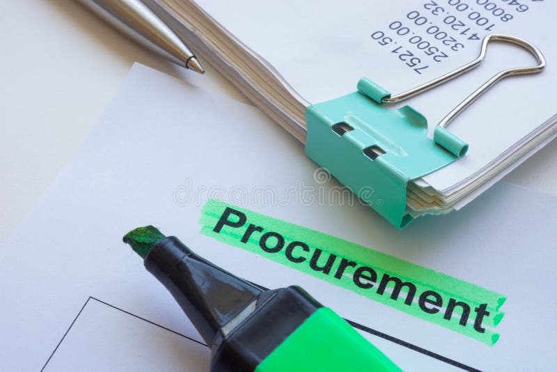 Stack of Documents with Label Procurement. Symbolizes Supply Chain ...