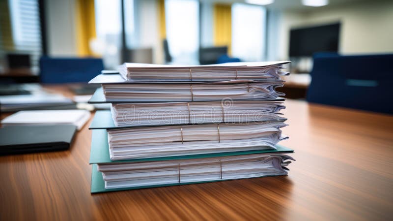 Stack of Documents on the Office Desk.. AI Generated Stock Photo ...