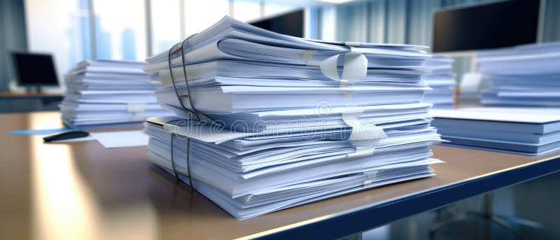 Stack of Documents on Office Desk Digitally Created Image Stock ...