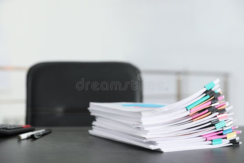 Stack of Documents with Paper Clips on Office Table Stock Photo - Image ...
