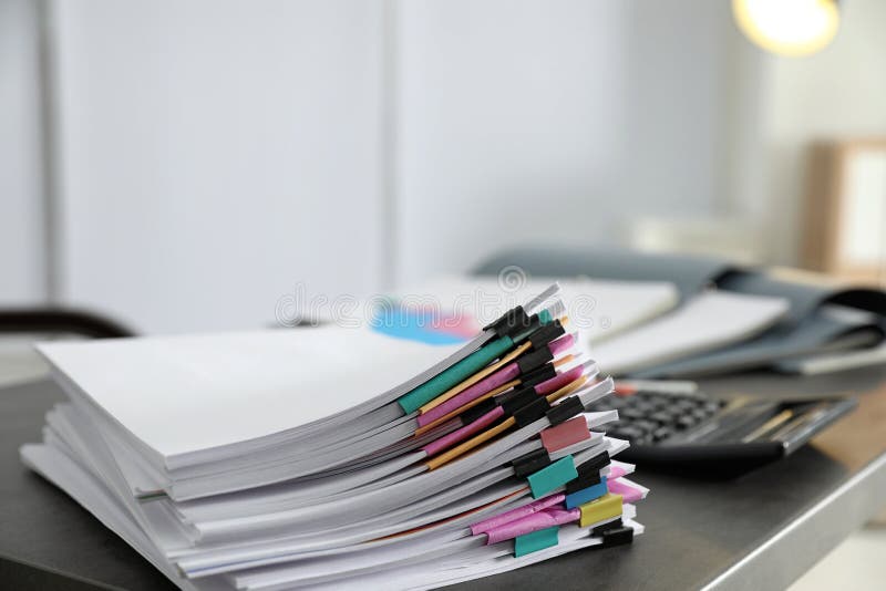 Stack of Documents on Table Stock Image - Image of heap, documentation ...