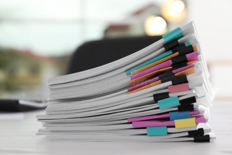 Stack of Documents with Paper Clips Stock Photo - Image of business ...