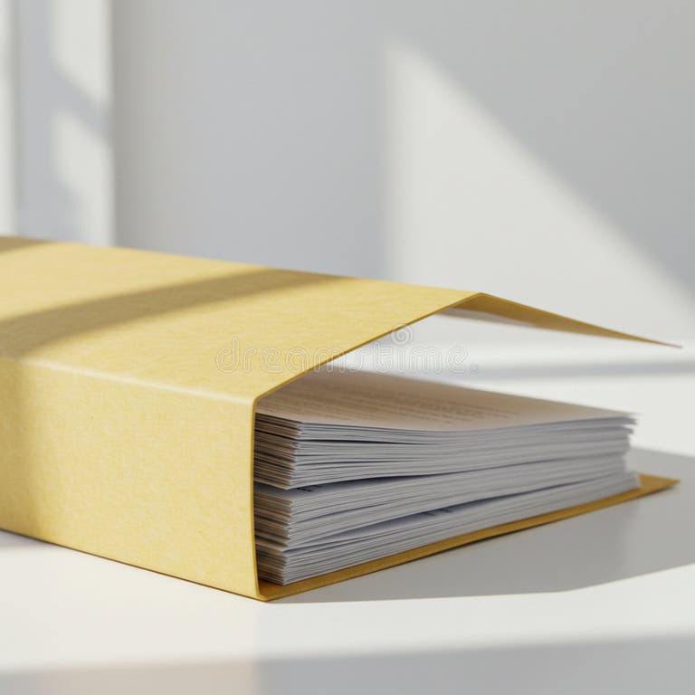 A Stack of Documents is Partially Enclosed in a Yellow Folder, Resting ...