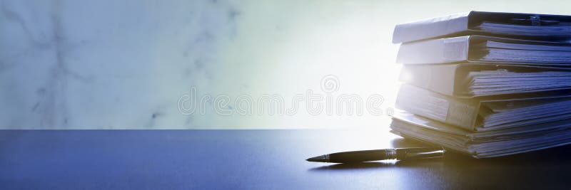 Stack of Documents and Pen on Table in Office Stock Illustration ...