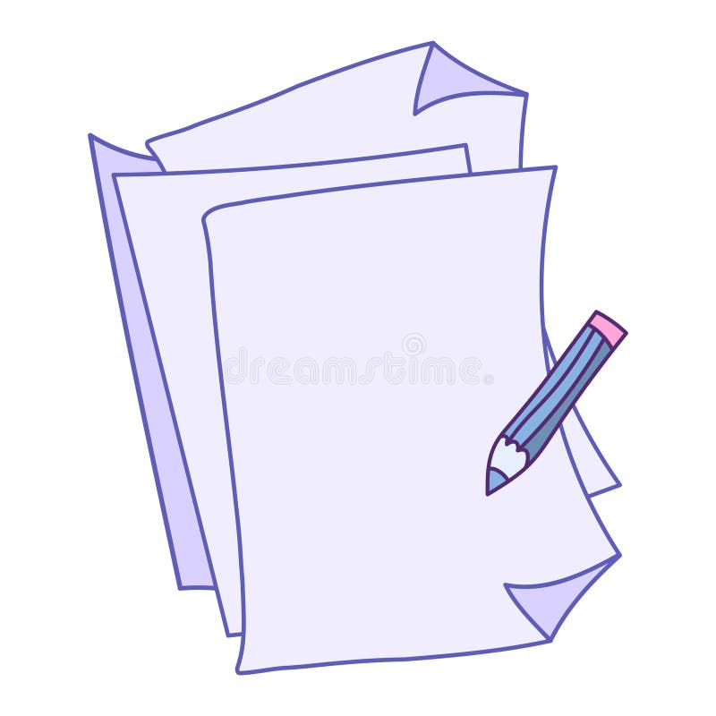 Stack of Documents with a Pencil. Paper Document Symbol Stock ...