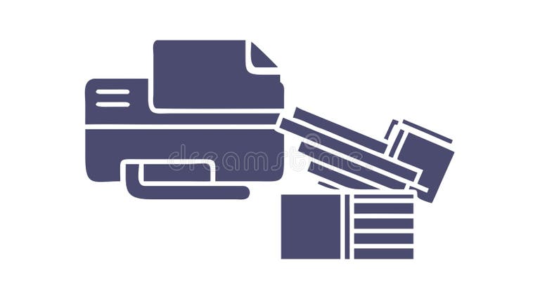 Stack of Documents with Printer Icon, Office Tasks, Vector Design ...