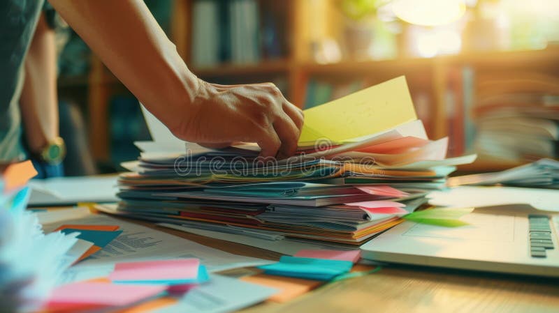 The Stack of Documents on Table. AI Generated Stock Illustration ...