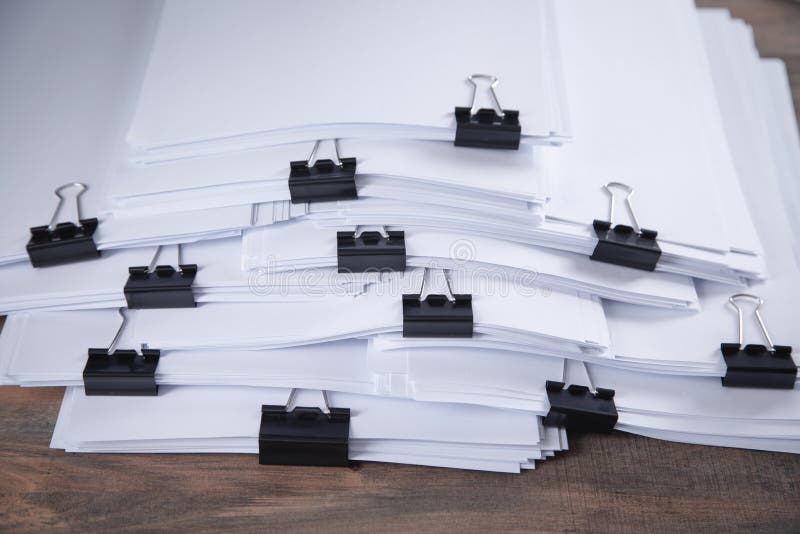 Stack of Documents on Table in Office Stock Photo - Image of ...