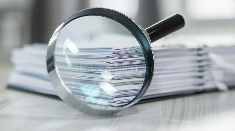 The Stack of Documents Under Magnifying Glass. AI Generated Stock ...