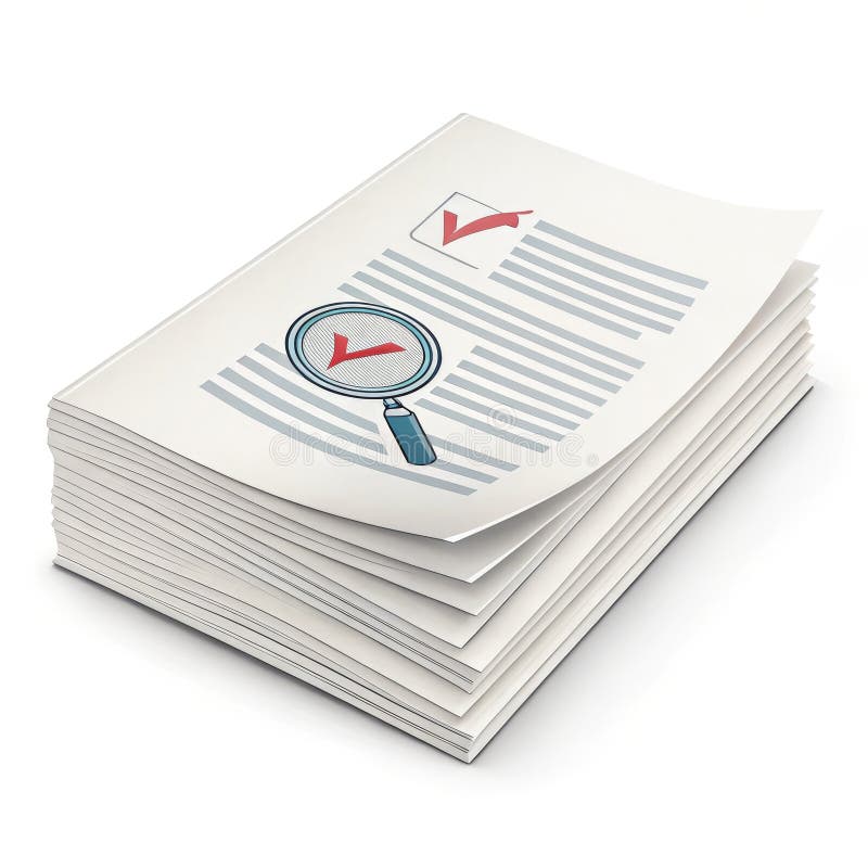 Stack of Documents Verification Concept,Magnifying Glass,Checklist, Document Review , Data ...