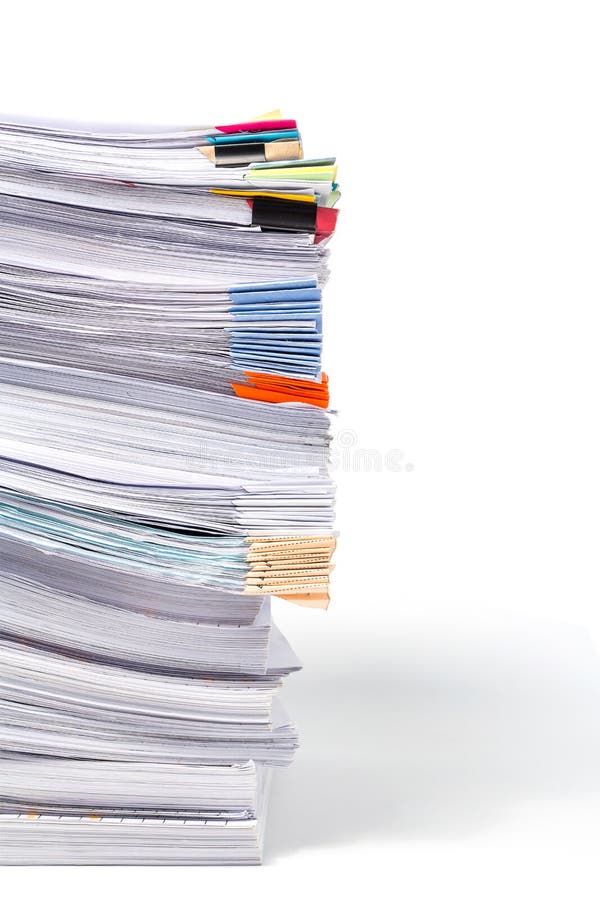 Stack of Documents on White Stock Image - Image of collection, close ...