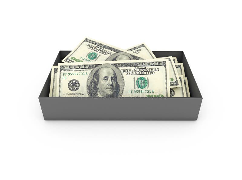 Stack of Dollar Banknotes in Box Stock Illustration - Illustration of ...